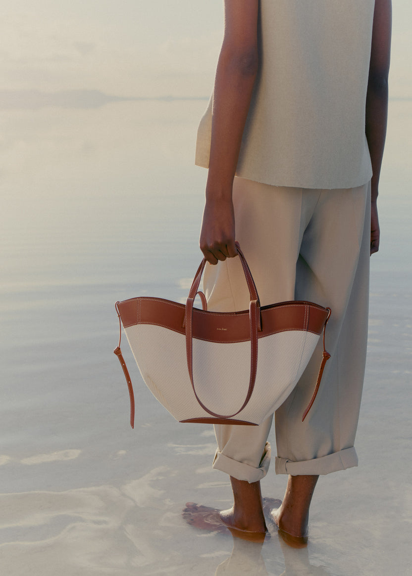 Polène | Bag - Cyme Mini - Cognac Canvas – Polène EU