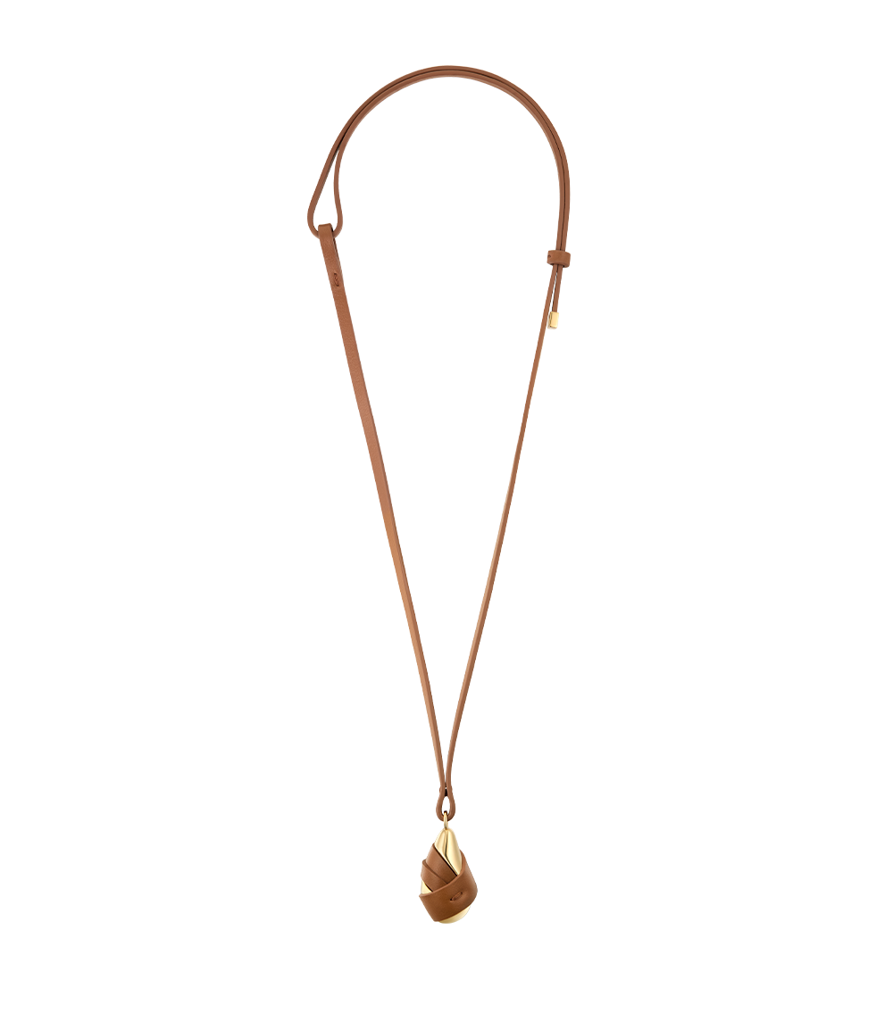 Polène | Pendant - Ormé - Gold Gilded with Camel Leather – Polène EU